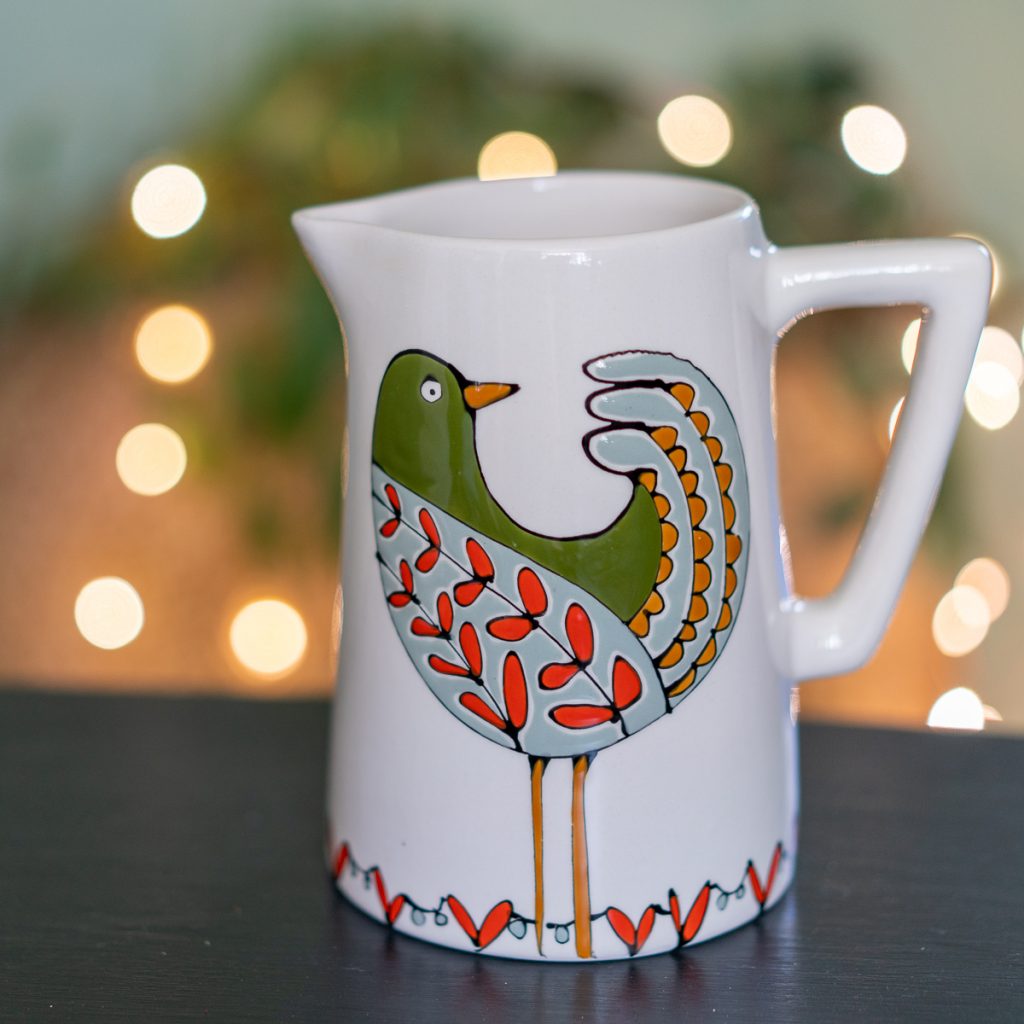 Large Jug with Bird and Christmas Tree Design - Gallery Thea